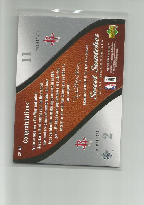 2007-08 Sweet Shot Sweet Swatches Dual #MH Yao Ming/Luther Head - NM-MT ...