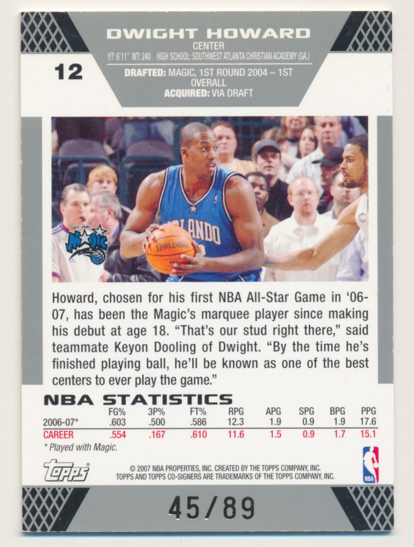 2007-08 Topps Co-Signers Gold Blue #12 Dwight Howard/Rashard Lewis - NM-MT