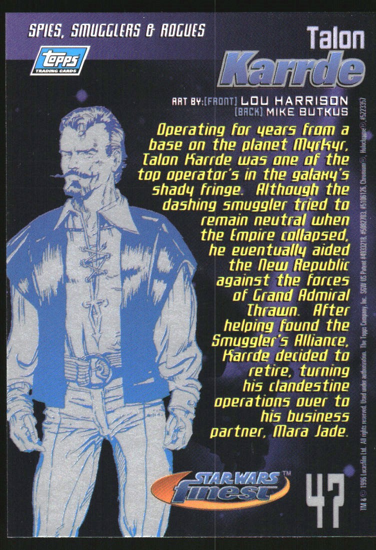 1996 Finest Star Wars #47 Talon Karrde - NM-MT