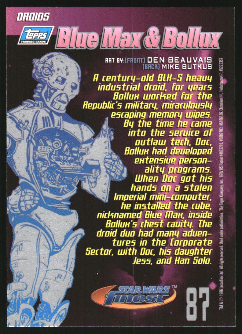 1996 Finest Star Wars #87 Blue Max and Bollux - NM-MT