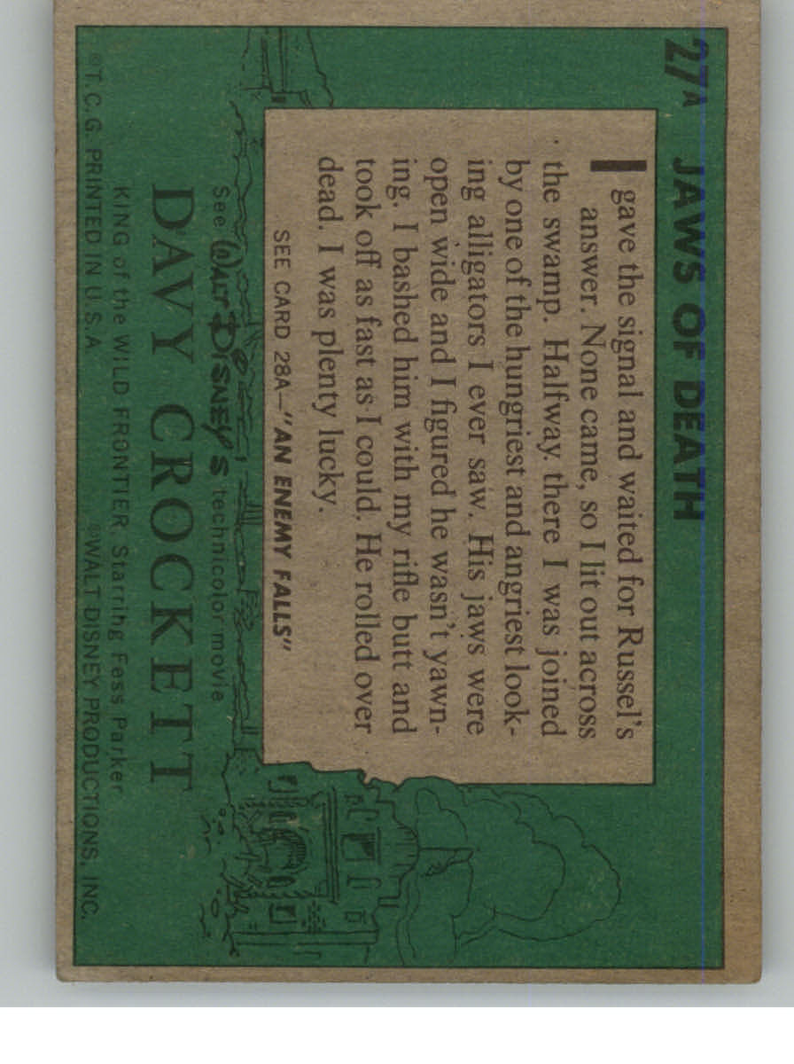 1956 Topps Davy Crockett Green Backs #27A Jaws of Death - VG