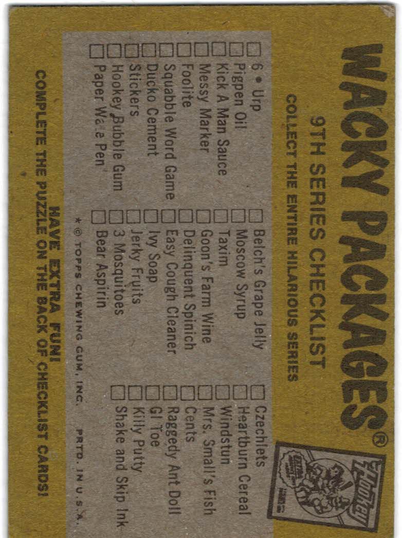 1974 Topps Wacky Packages Series 9 Puzzle #1 Hookey Gum Bottom Left - EX