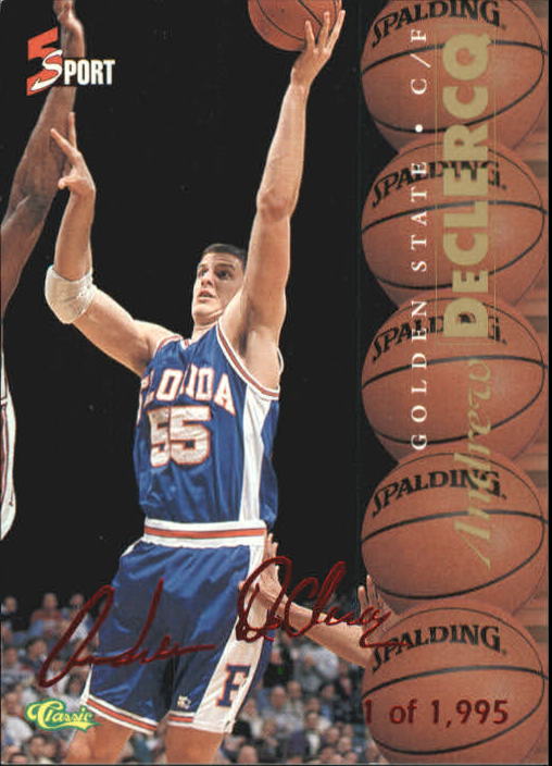 1995-96 Classic Five Sport Signings Red Signature #25 Andrew DeClercq ...