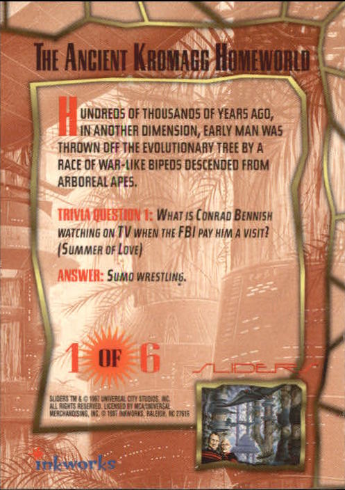 1997 Inkworks Sliders Foilworks #1 The Ancient Kromagg Homeworld - NM-MT