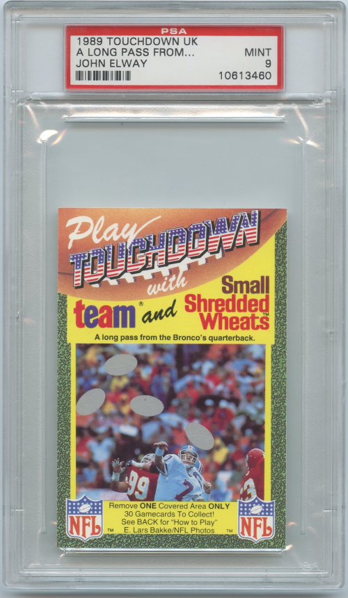 1989 Touchdown UK JOHN ELWAY - PSA 9 MINT - Denver Broncos - MINT