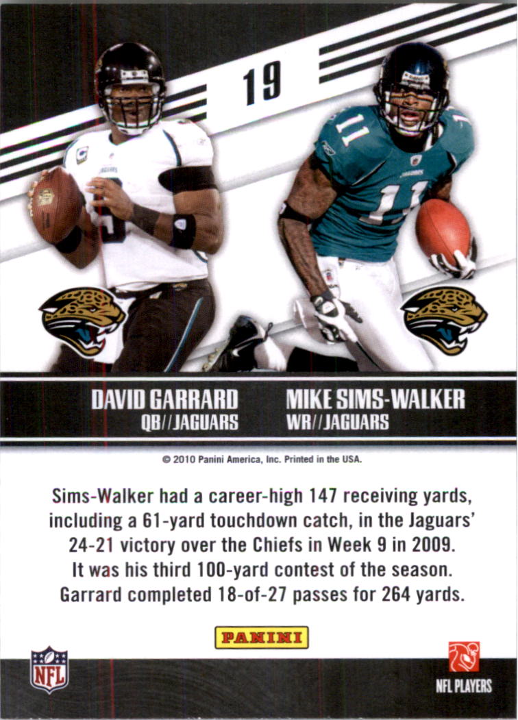 2010 Prestige Connections #19 David Garrard/Mike Sims-Walker - NM-MT