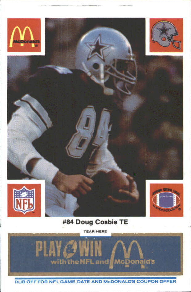 1986 McDonald's Cowboys Blue Tab #84 Doug Cosbie DP - . Oversized. - NM-MT
