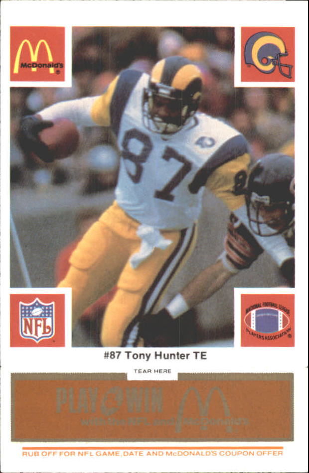 1986 McDonald's Rams Gold Tab #87 Tony Hunter - . Oversized. - NM-MT ...