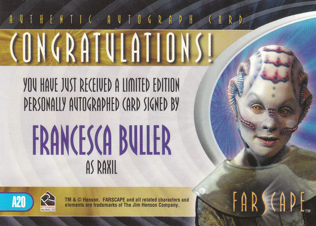 2002 Rittenhouse Farscape Season Three Autographs #A20 Francesca Buller ...