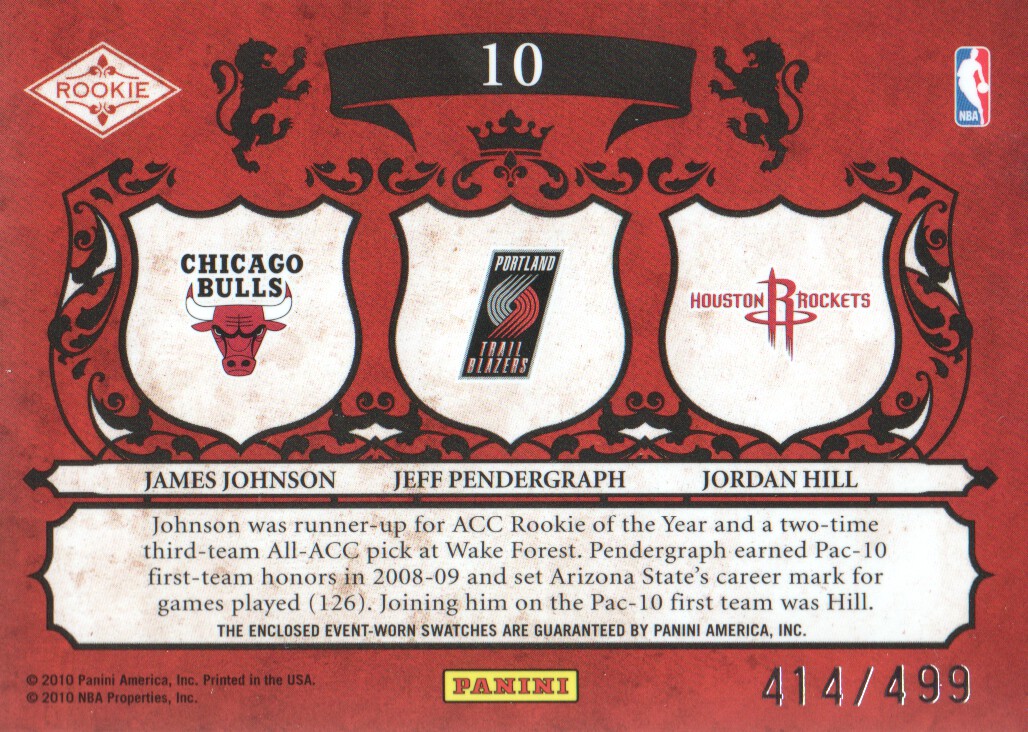 2009-10 Crown Royale Rookie Royalty Materials Prime #10 James Johnson ...