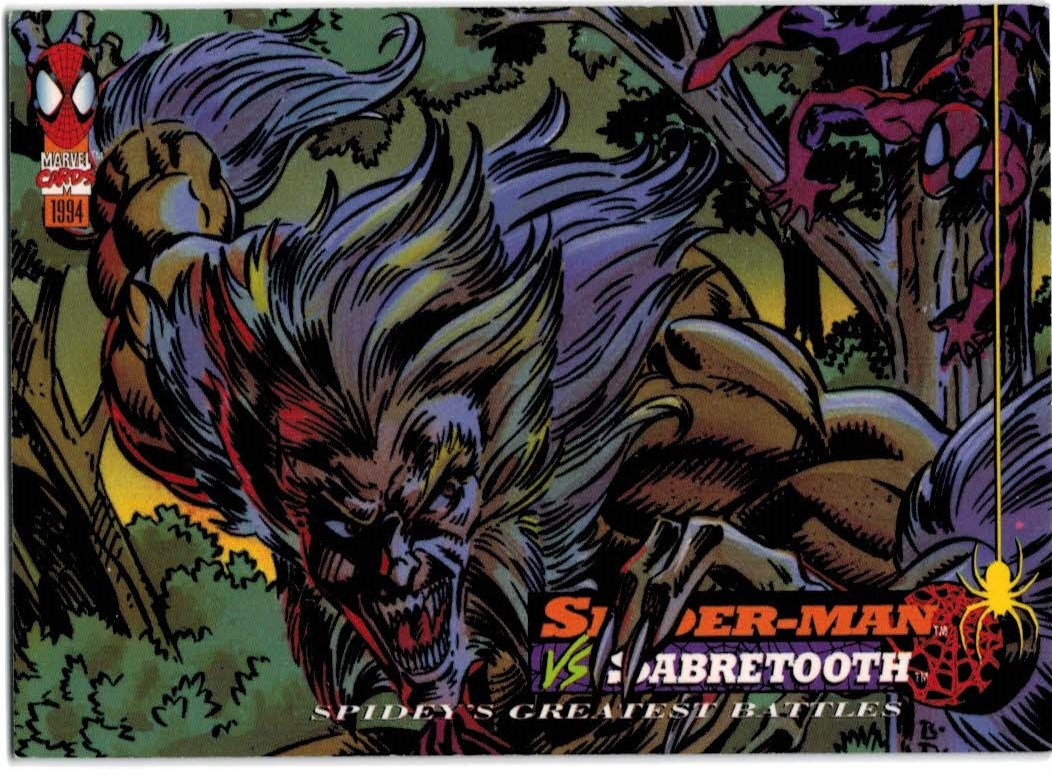 1994 Fleer The Amazing Spider-Man #120 Spider-Man vs. Sabretooth - NM-MT