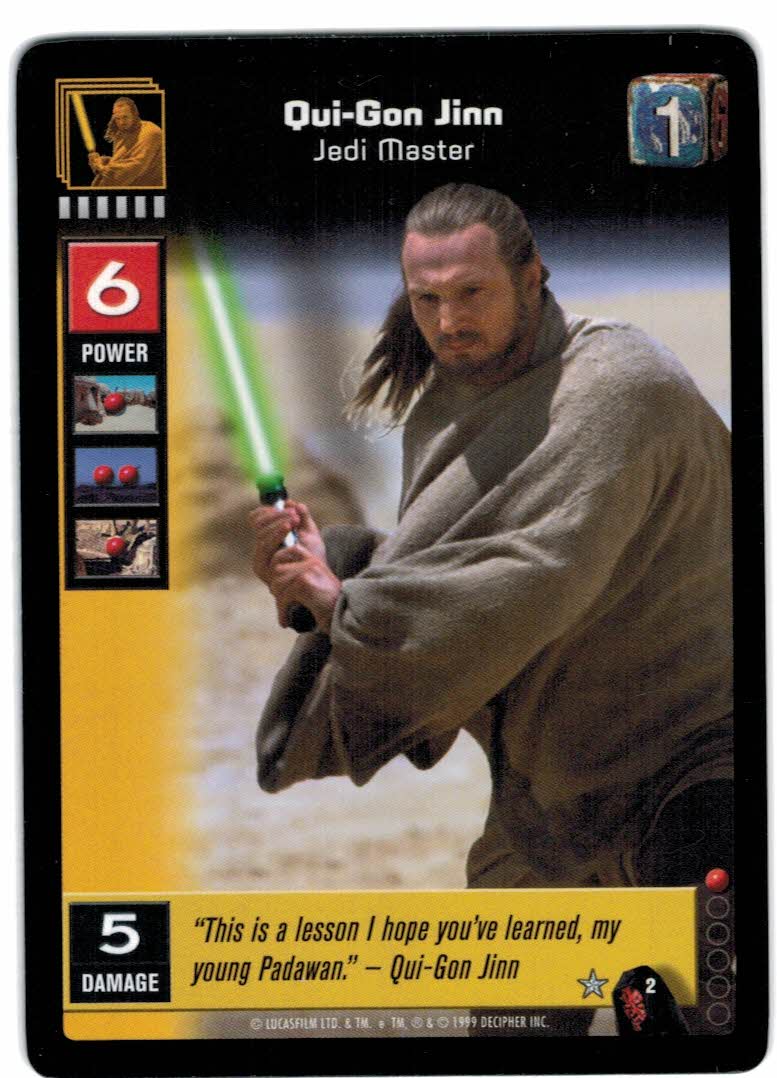 1999 Young Jedi Menace of Darth Maul #2 Qui-Gon Jinn, Jedi Master R - NM-MT