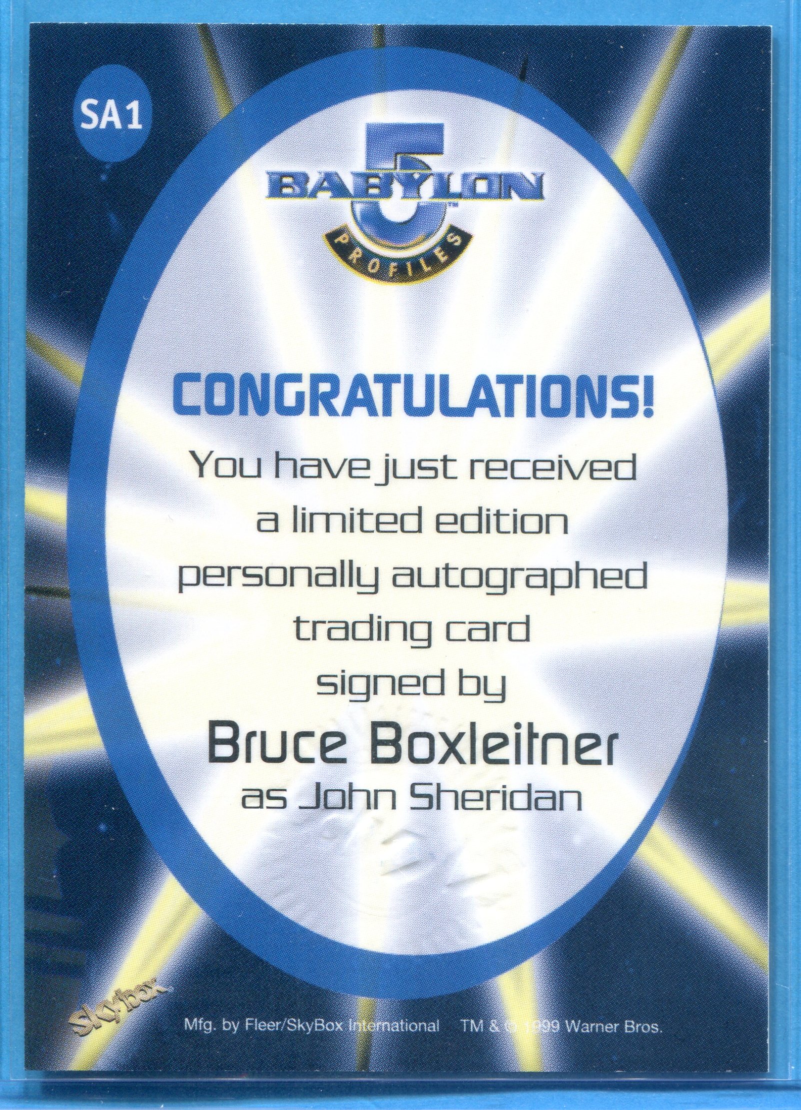 1999 SkyBox Babylon 5 Profiles Sleeping in Light Autographs #SA1 Bruce ...