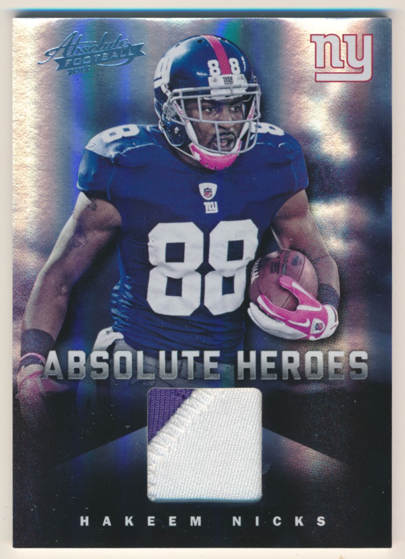 2012 Absolute Absolute Heroes Materials Spectrum Prime #12 Hakeem Nicks/49 - NM-MT