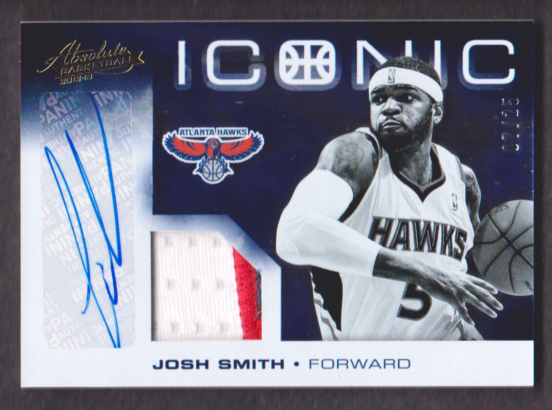 2012-13 Absolute Iconic Materials Autographs Prime #15 Josh Smith/25 ...