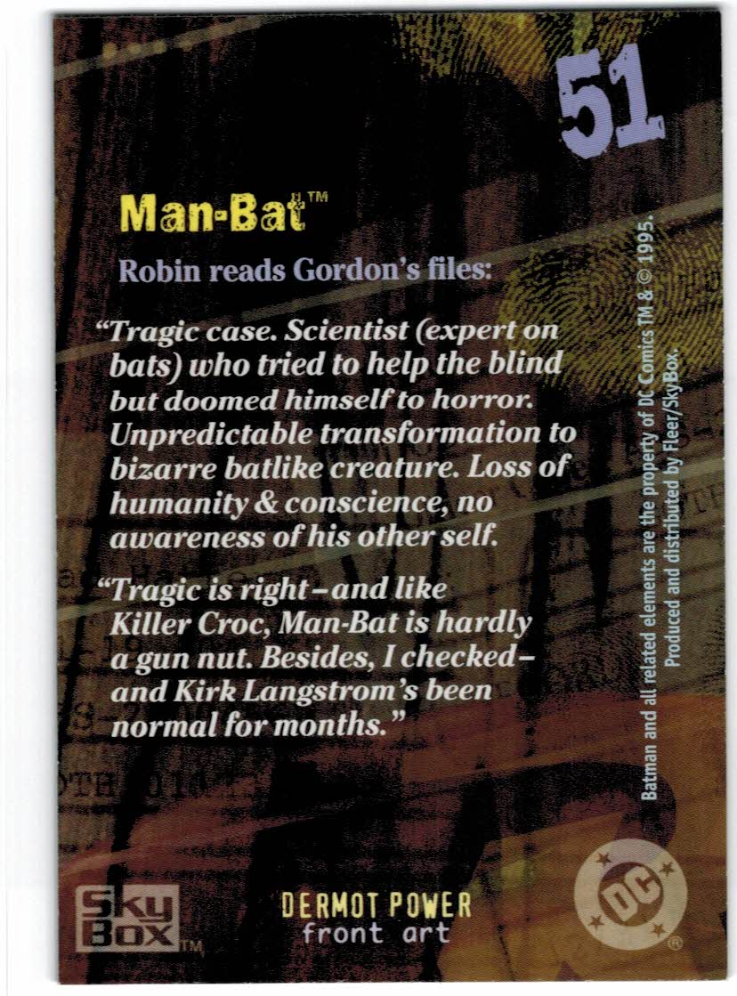 1995 SkyBox Batman Master Series #51 Man-Bat - NM-MT