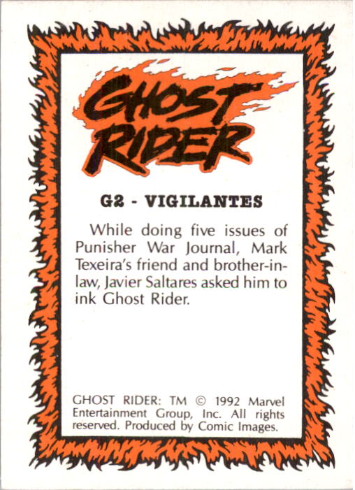1992 Comic Images Ghost Rider II Glow-in-the-Dark #G2 Vigilantes - NM ...