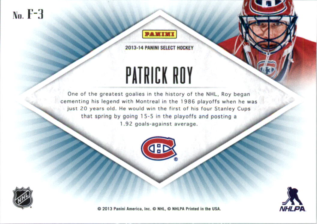2013-14 Select Freezers #F3 Patrick Roy - NM-MT - Triple Play Sports ...