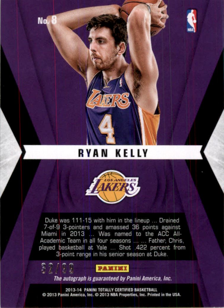 2013-14 Totally Certified Rookie Roll Call Autographs Red #8 Ryan Kelly ...