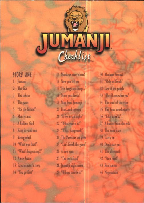 1995 SkyBox Jumanji #90 Checklist - NM-MT