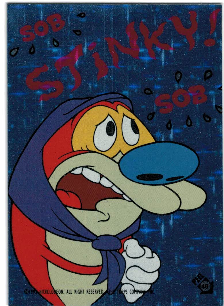 1994 Topps Ren and Stimpy Prismatic Stickers #40 Sob Stinky Sob - NM-MT