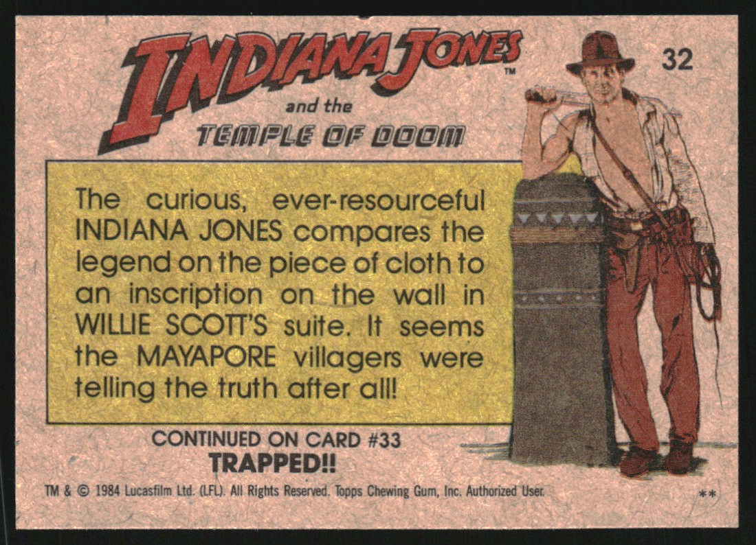 1984 Topps Indiana Jones and the Temple of Doom #32 The Discovery - NM ...