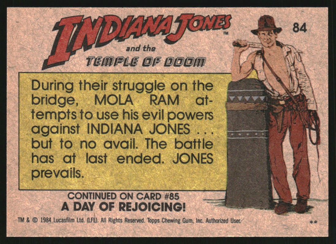 1984 Topps Indiana Jones and the Temple of Doom #84 Indiana Jones vs ...