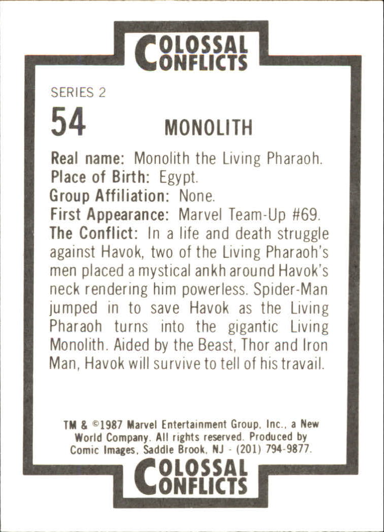 1987 Comic Images Marvel Colossal Conflicts #54 Monolith - NM-MT