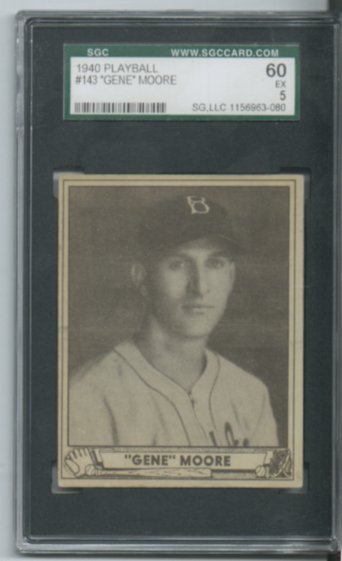 1940 Playball Baseball #143 Eugene 'Gene' Moore Jr SGC 60 Ex 5 Boston ...