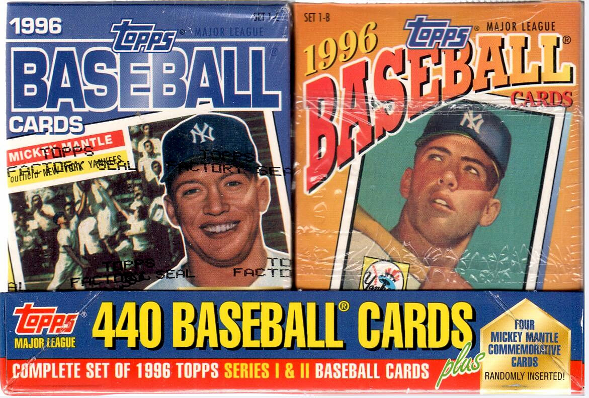 1996 TOPPS BASEBALL FACTORY SET - MANTLE CEREAL BOX - MINT