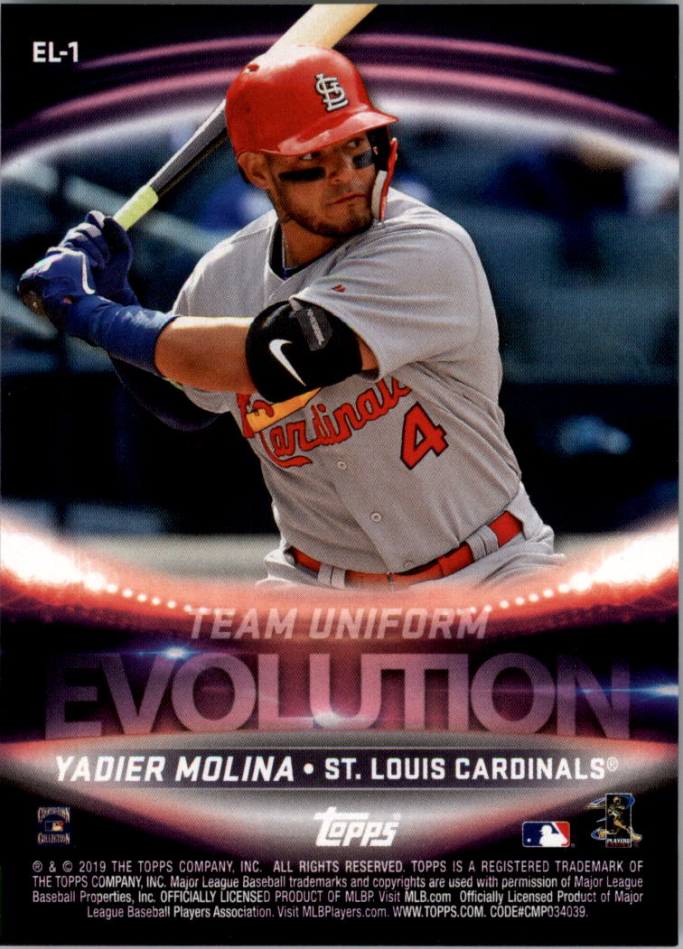 2019 Topps Evolution of Team Logos #EL1 Yadier Molina/Bob Gibson - NM-MT