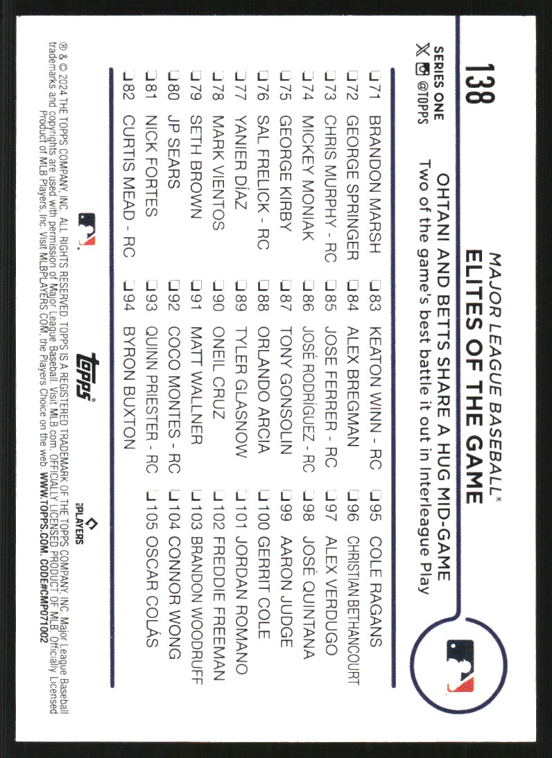 2024 Topps #138 Mookie Betts/Shohei Ohtani CL - NM-MT