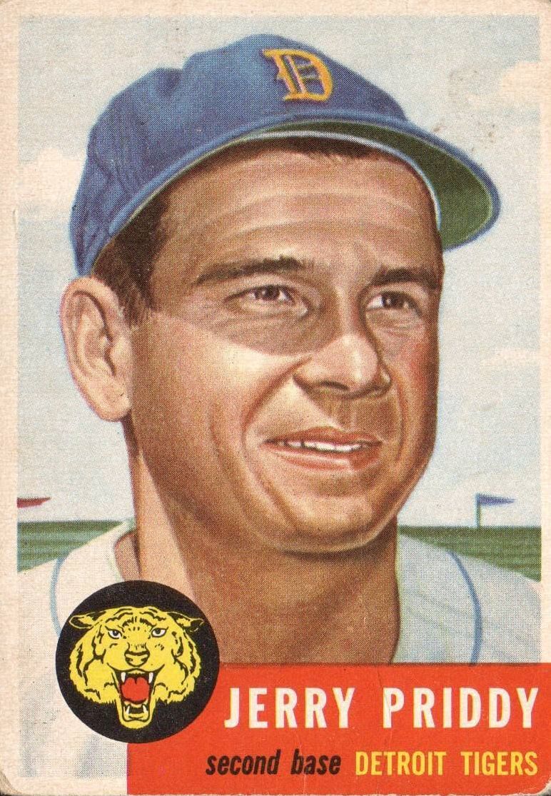 1953 Topps #113 Jerry Priddy - Stock Photo - EX-MT