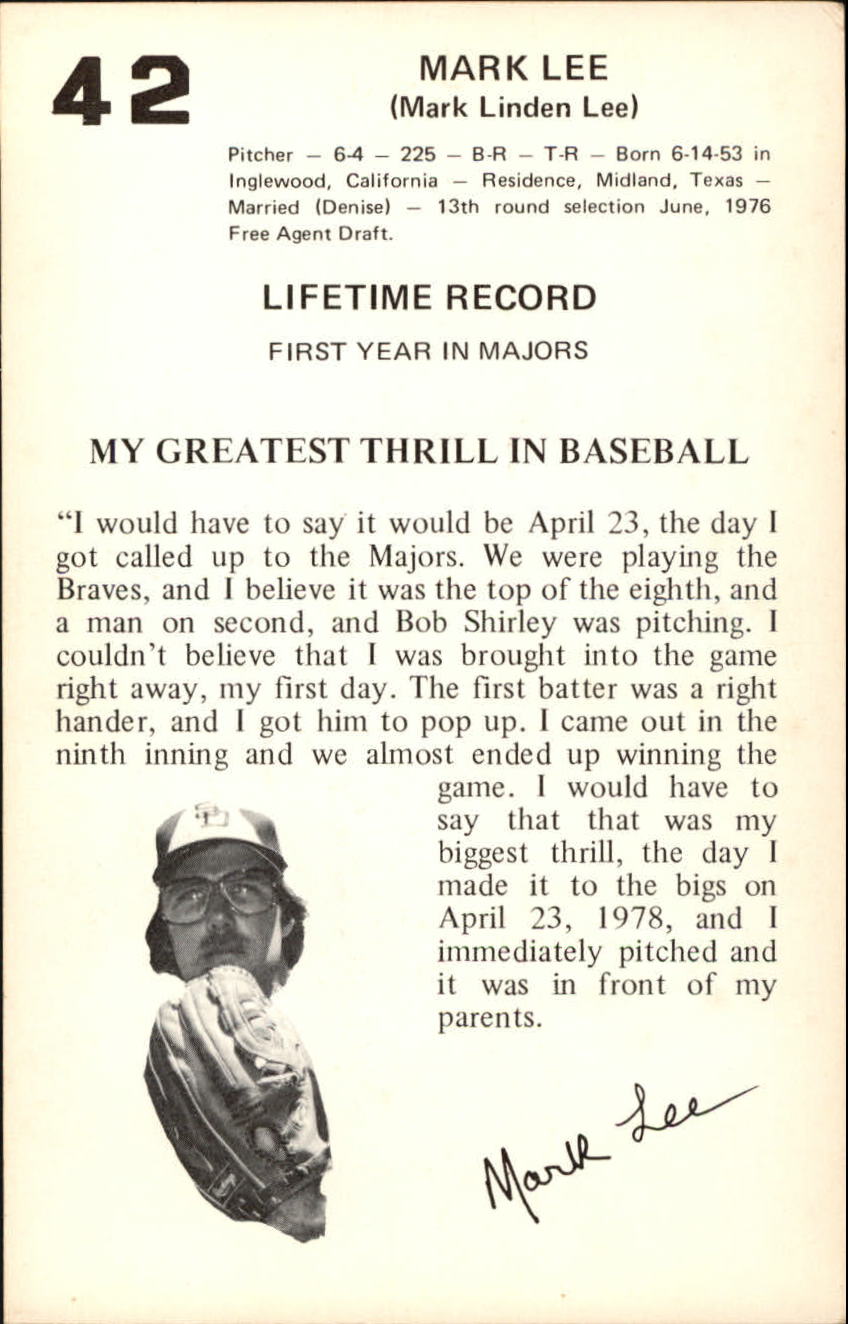 1978 Padres Family Fun #18 Mark Lee - EX-MT