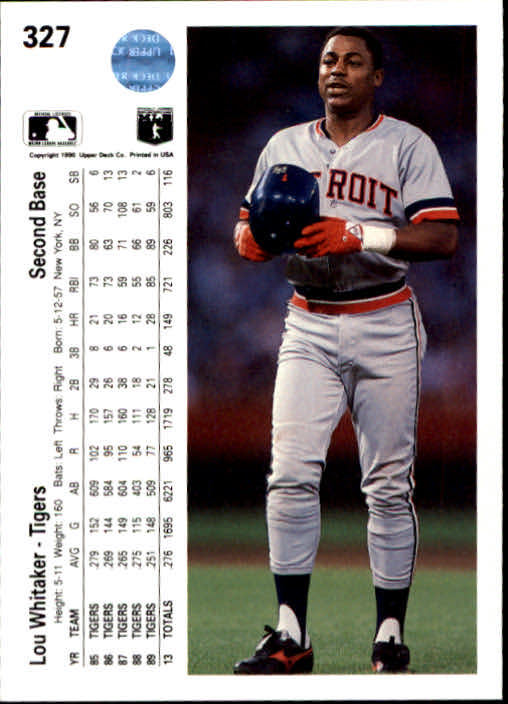 1990 Upper Deck #327 Lou Whitaker - NM-MT