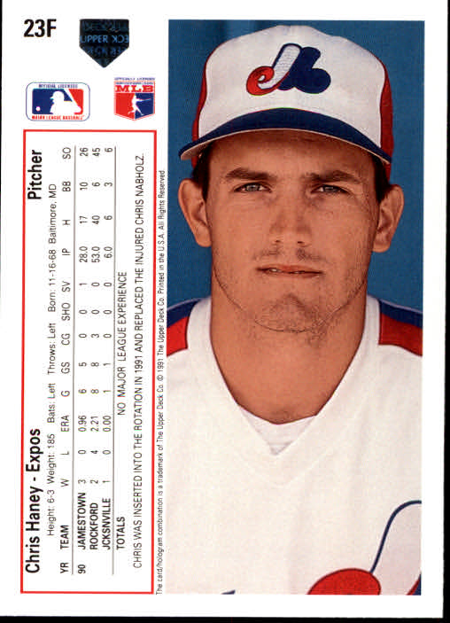 1991 Upper Deck Final Edition #23F Chris Haney RC - NM