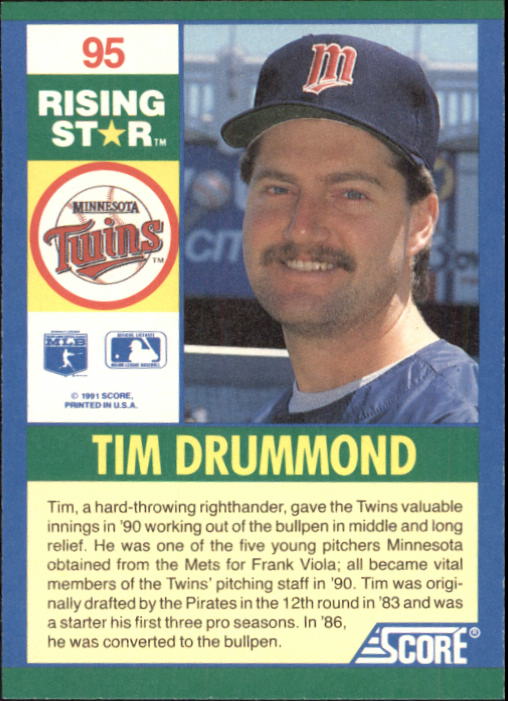 1991 Score 100 Rising Stars #95 Tim Drummond - NM-MT