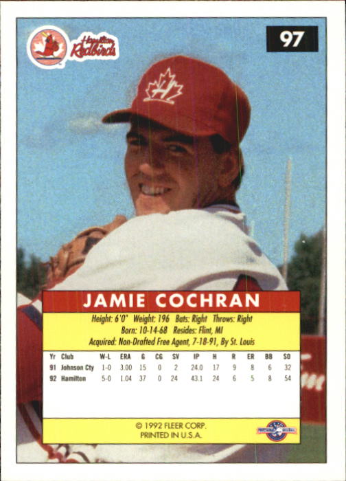 1992-93 Excel #97 Jamie Cochran - NM-MT
