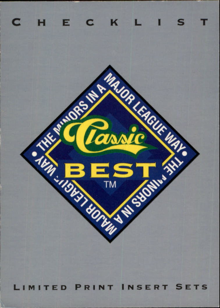 1993 Classic/Best #300 Checklist - NM-MT
