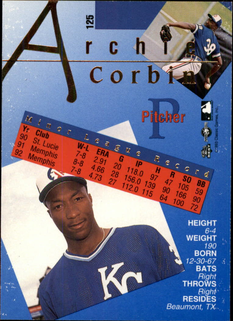1993 Classic/Best Gold #125 Archie Corbin - NM-MT