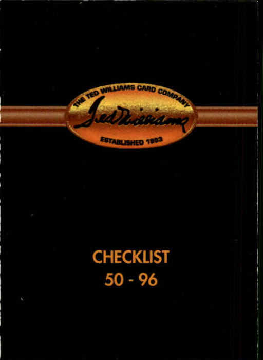 1993 Ted Williams #96 Checklist - NM-MT