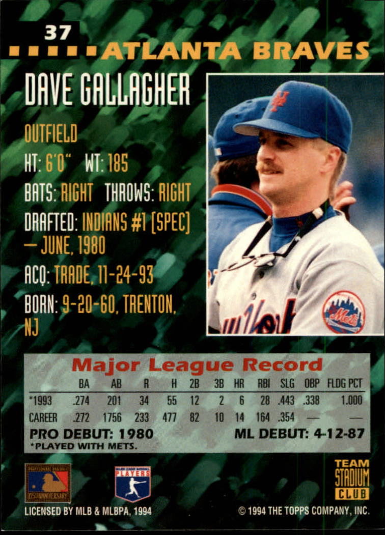 1994 Stadium Club Team #37 Dave Gallagher - NM-MT