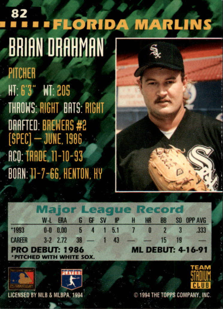 1994 Stadium Club Team #82 Brian Drahman - NM-MT