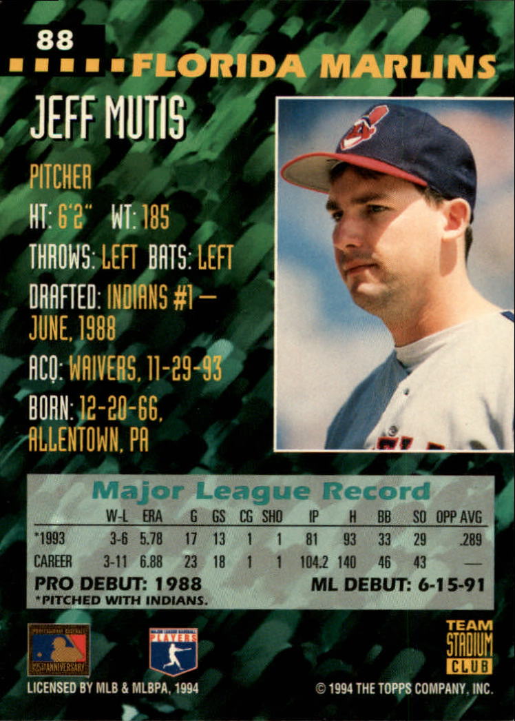 1994 Stadium Club Team #88 Jeff Mutis - NM-MT
