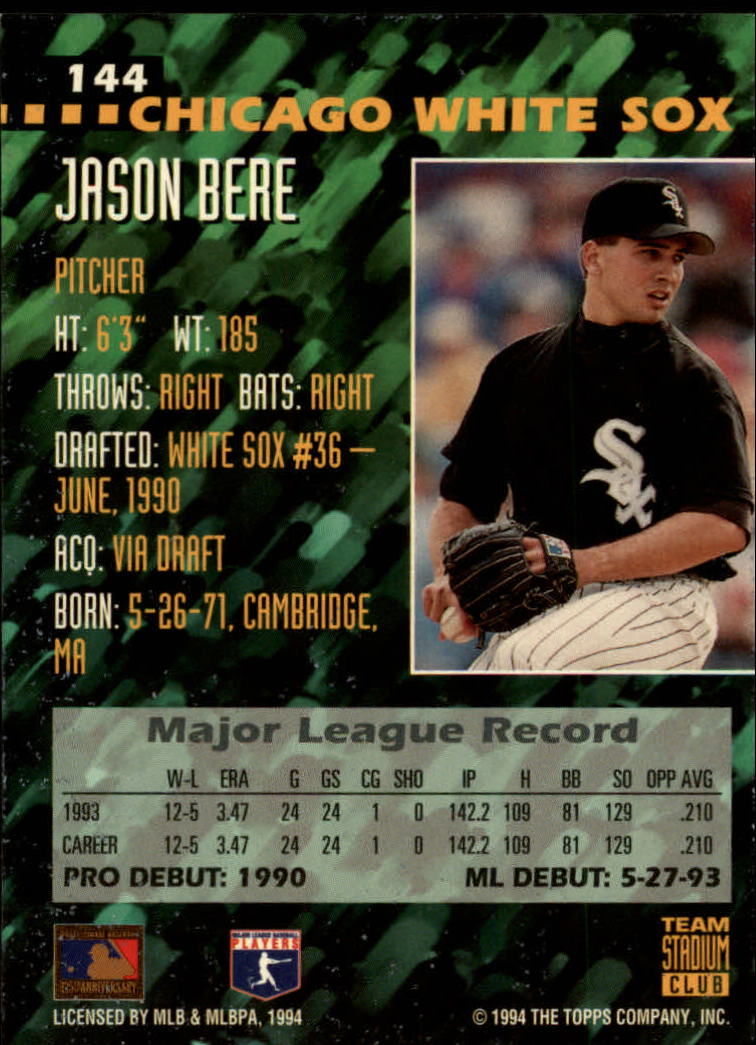 1994 Stadium Club Team #144 Jason Bere - NM-MT
