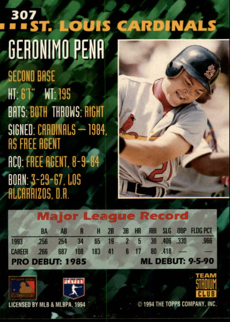 1994 Stadium Club Team #307 Geronimo Pena - NM-MT
