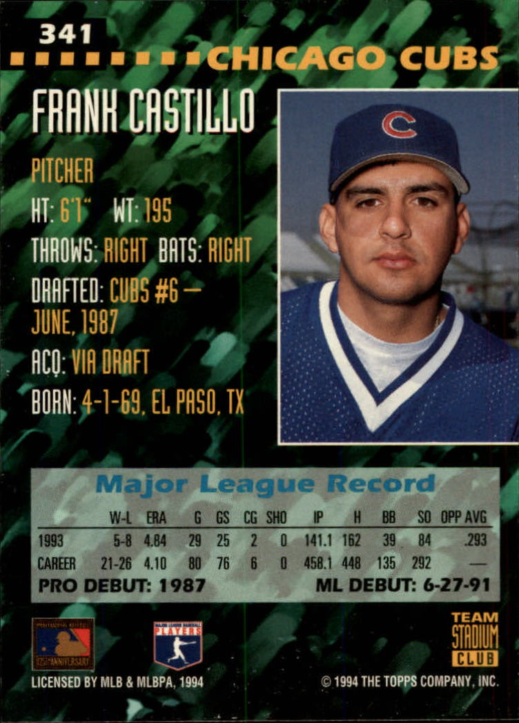 1994 Stadium Club Team #341 Frank Castillo - NM-MT