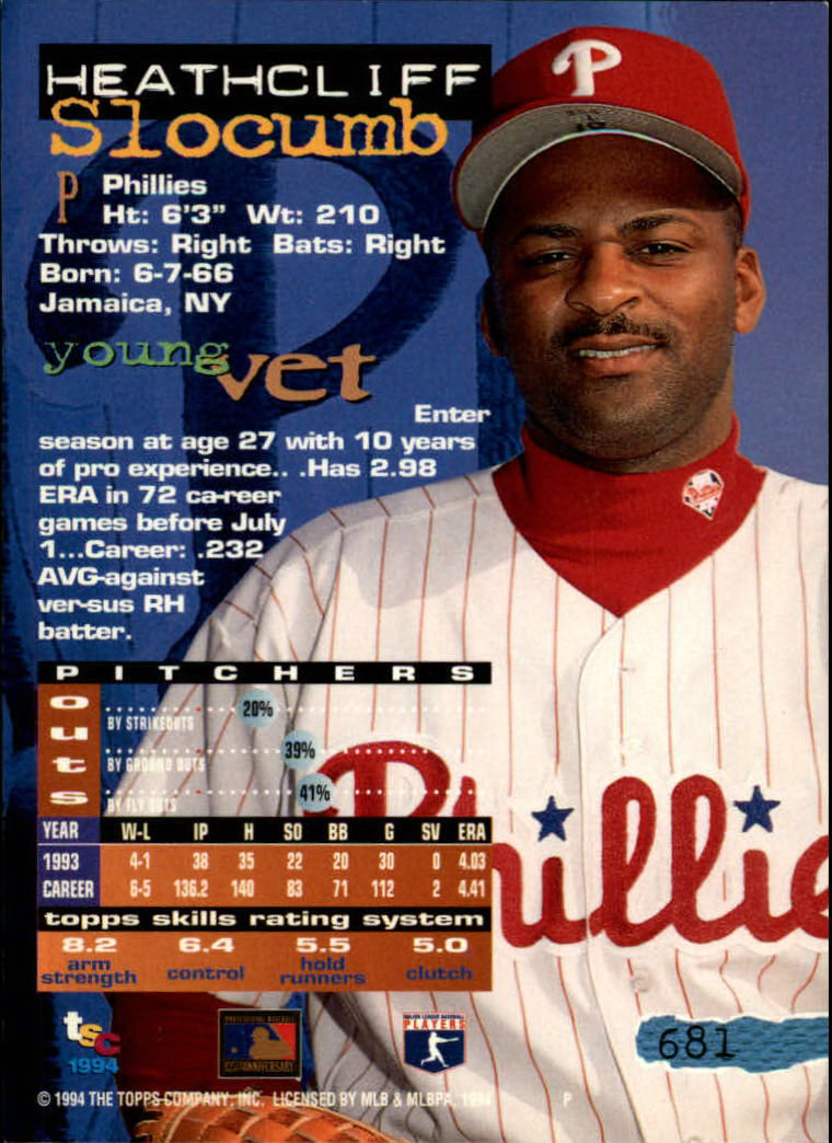 1994 Stadium Club #681 Heathcliff Slocumb - NM-MT