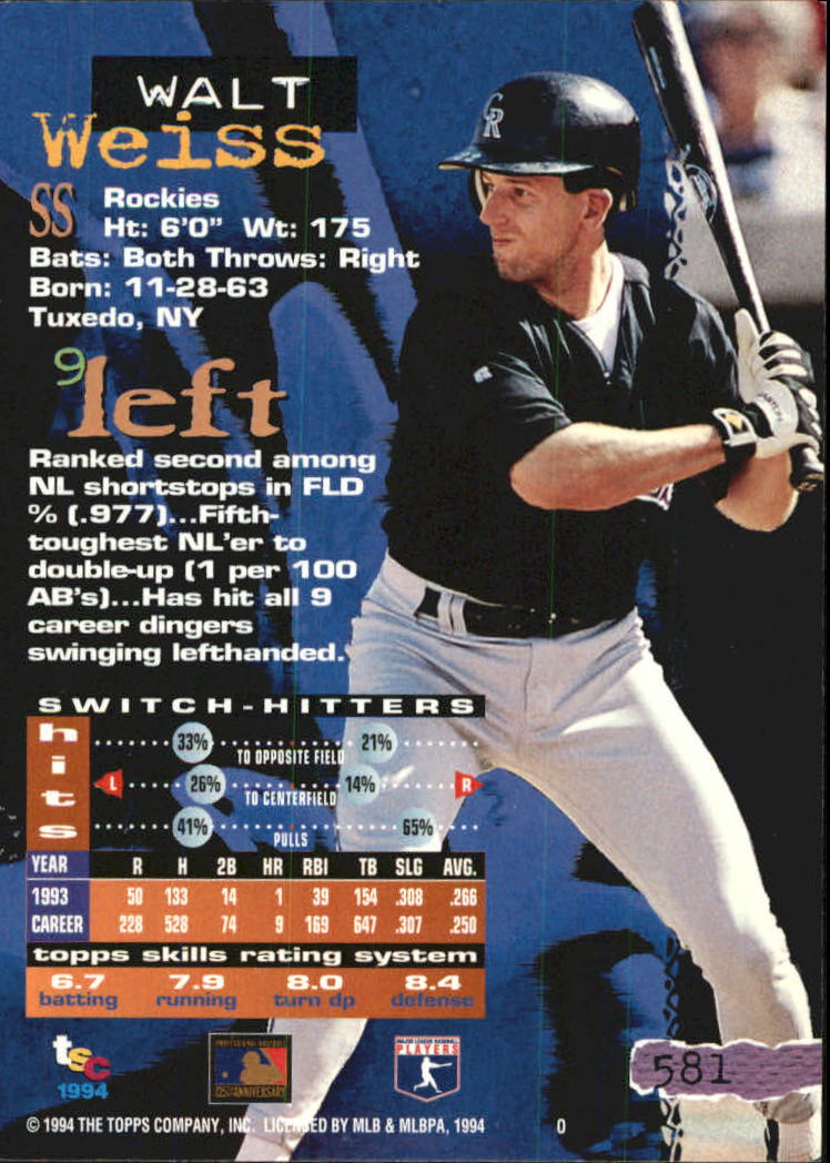 1994 Stadium Club Golden Rainbow #581 Walt Weiss - NM-MT