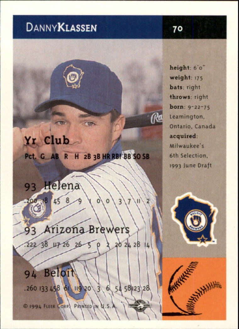 1994-95 Excel #70 Danny Klassen - NM-MT